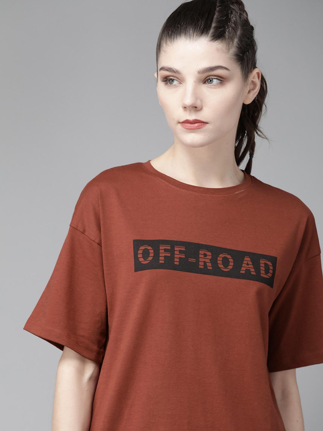Buy The Roadster Lifestyle Co Women Rust Printed Round Neck T Shirt ...