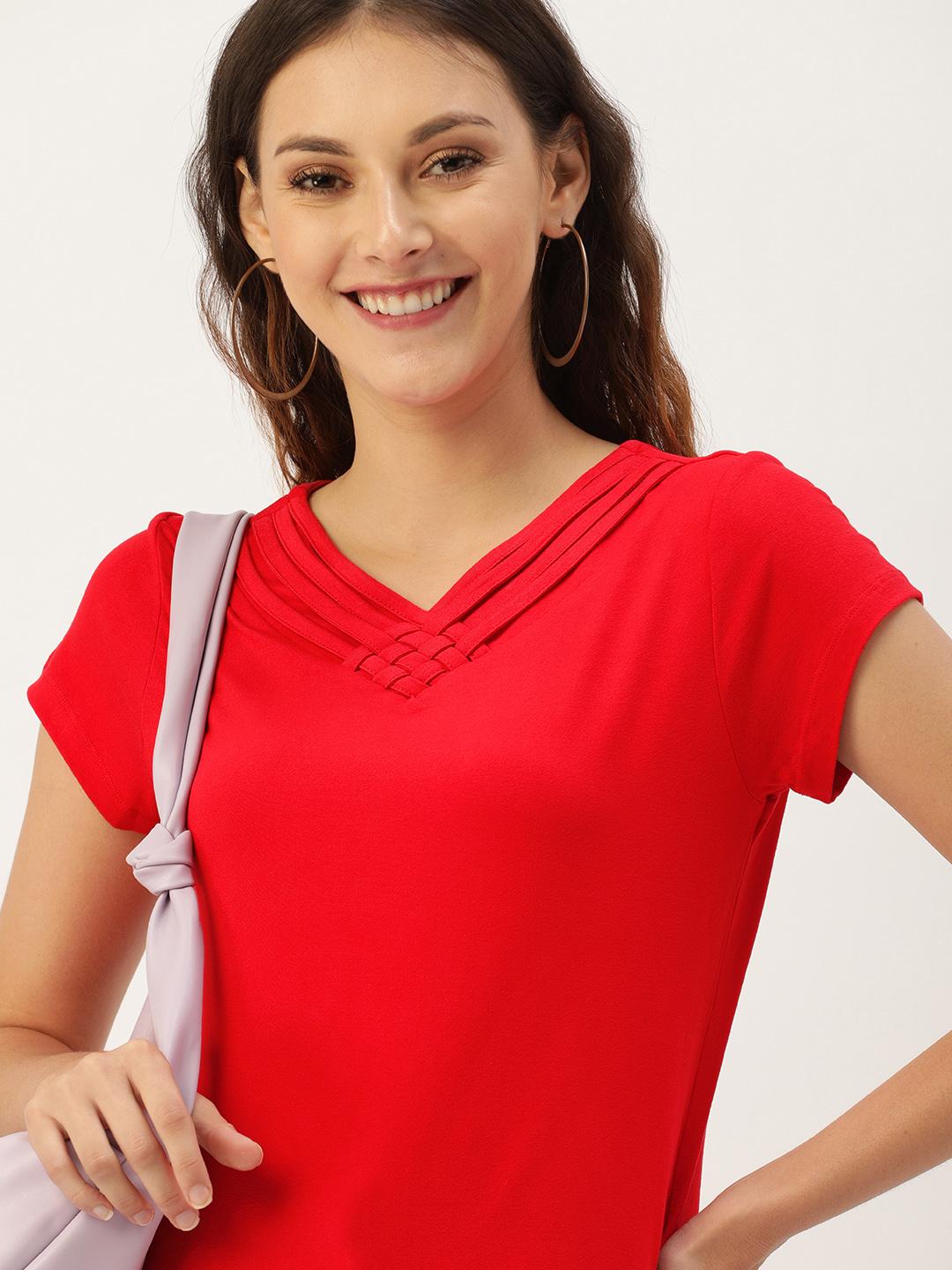 Buy Dressberry Red Solid Regular Top - Tops for Women 13614738 | Myntra