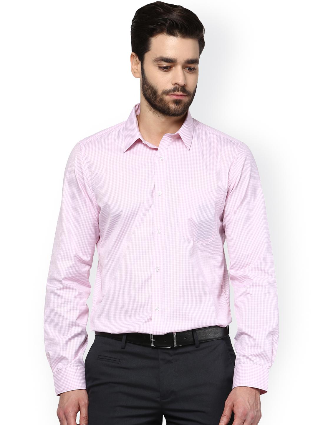 Buy London Bridge Pink Checked Slim Fit Formal Shirt - Shirts for Men ...