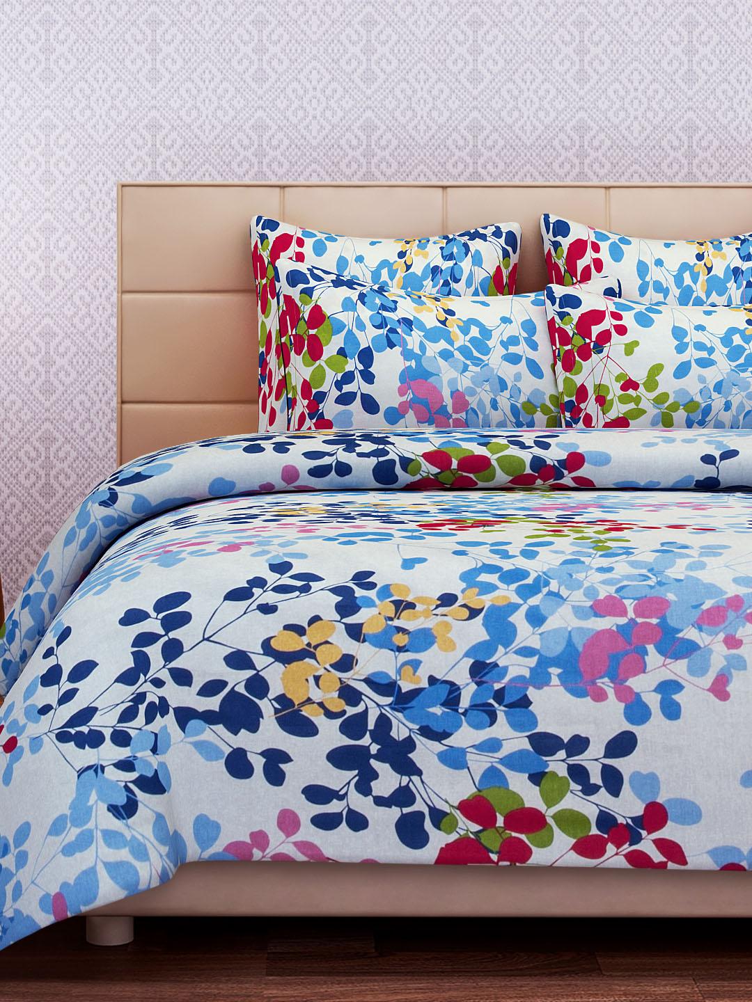 Buy SEJ By Nisha Gupta White 160 TC Cotton Double Bedsheet With 2 ...