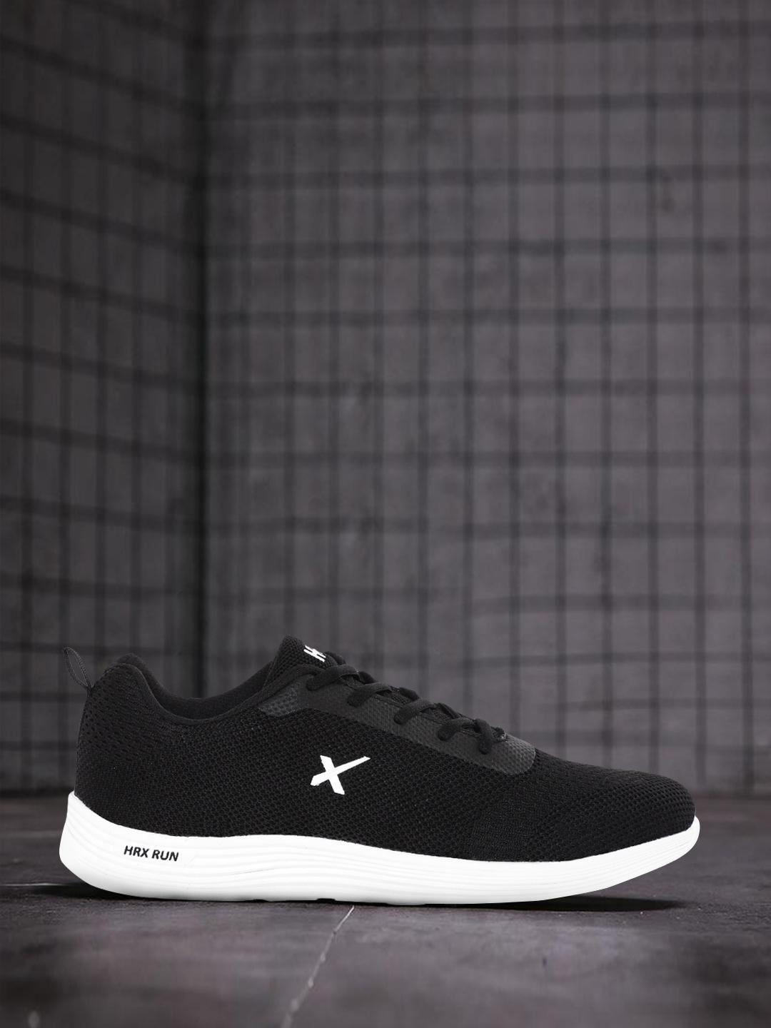 Buy HRX By Hrithik Roshan Men Black Woven Design Front Runner Shoes ...