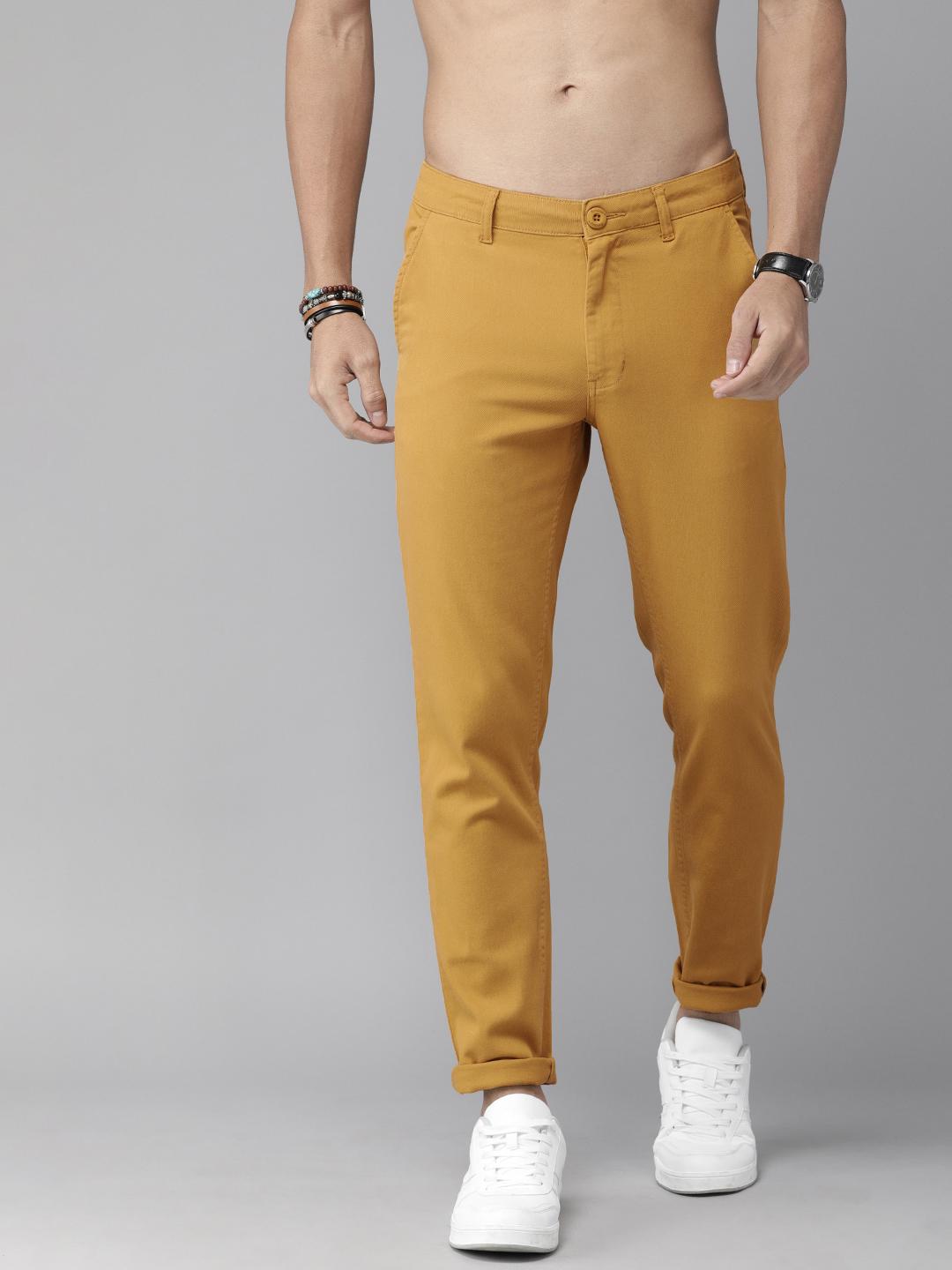 Buy Roadster Men Mustard Yellow Chinos - Trousers for Men 13859590 | Myntra