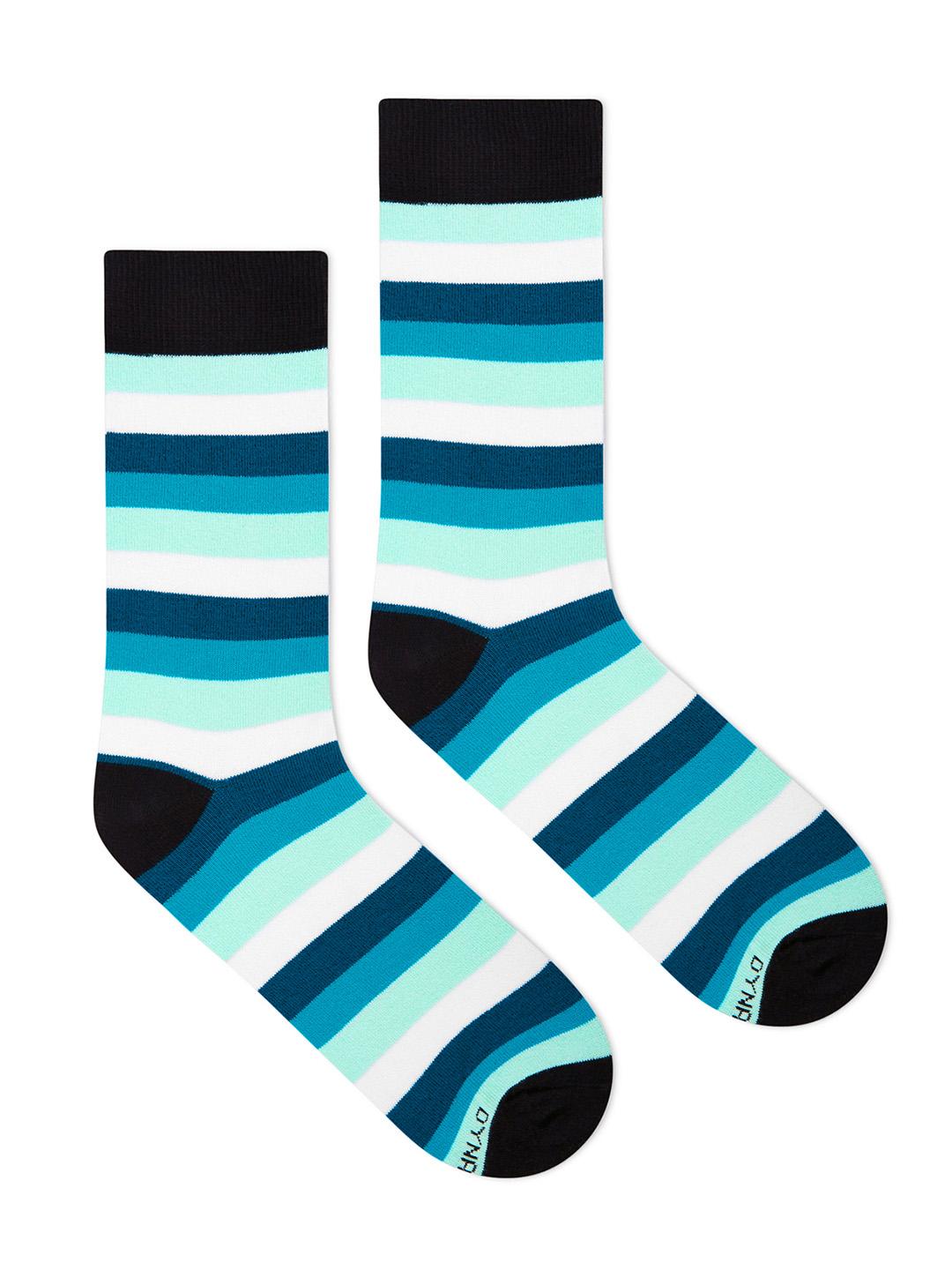 Buy Dynamocks Unisex Blue & White Striped Calf Length Socks - Socks for ...