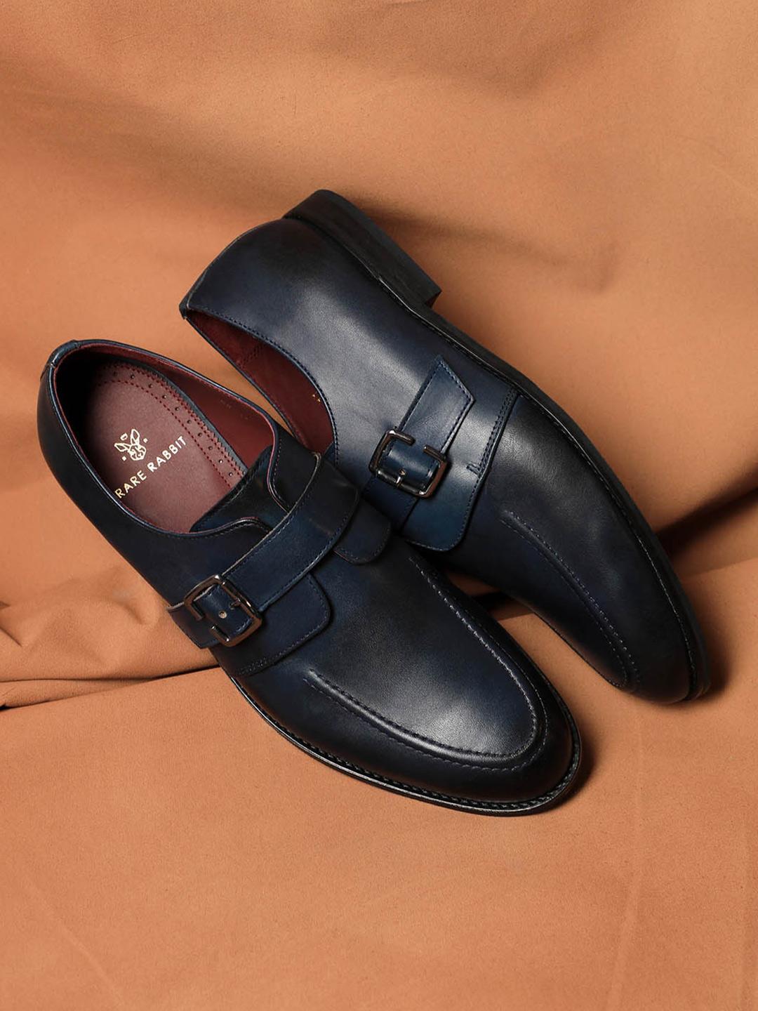 Buy Rare Rabbit Men Navy Blue Formal Leather Loafers - Formal Shoes for ...