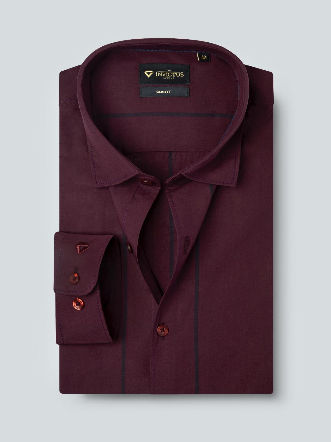 Buy INVICTUS Men Maroon Slim Fit Striped Semiformal Cotton Shirt ...