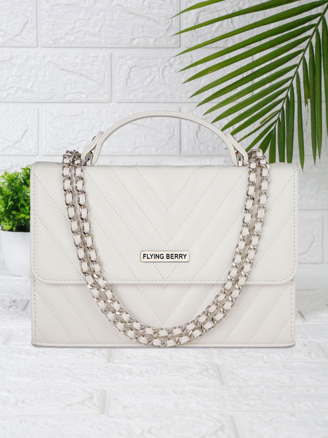 Buy FLYING BERRY White Solid Handheld Bag - Handbags for Women 14005104 ...