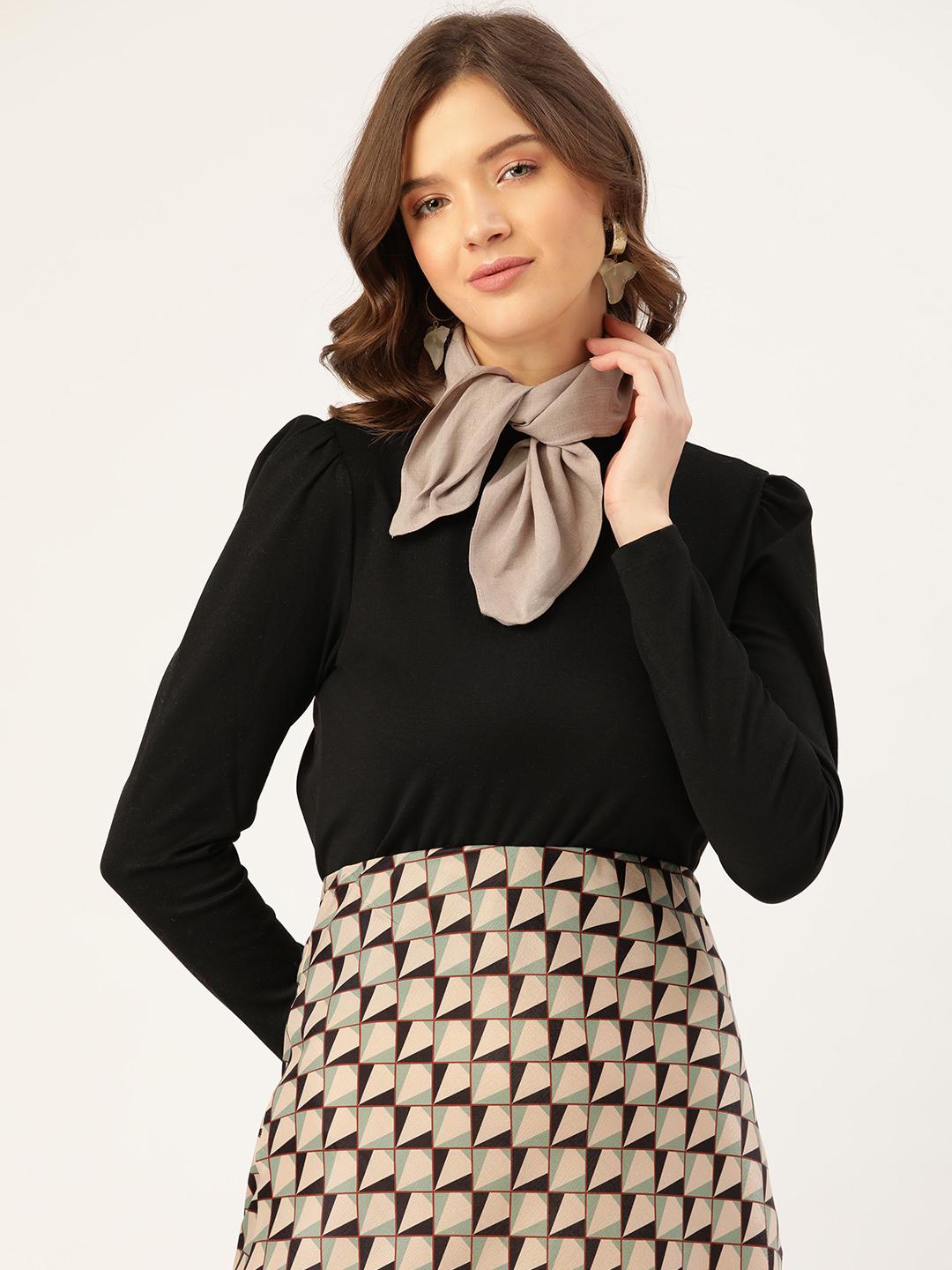 Buy MANGO Women Taupe Solid Linen Scarf - Scarves for Women 14010286 ...
