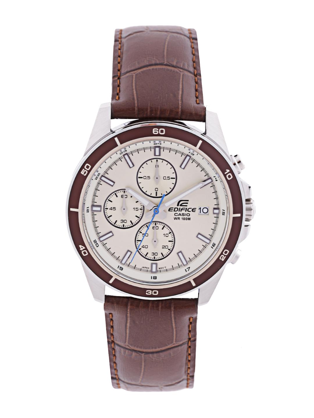 Buy CASIO Men EDifice EFR 526L 7BVUDF Beige Analog Dial Brown Leather ...