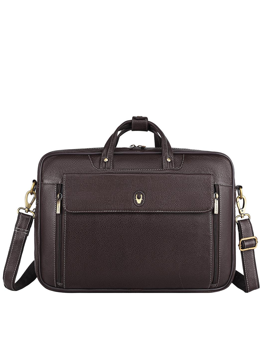 Buy WildHorn Men Brown Textured Genuine Leather Laptop Bag - Laptop Bag ...