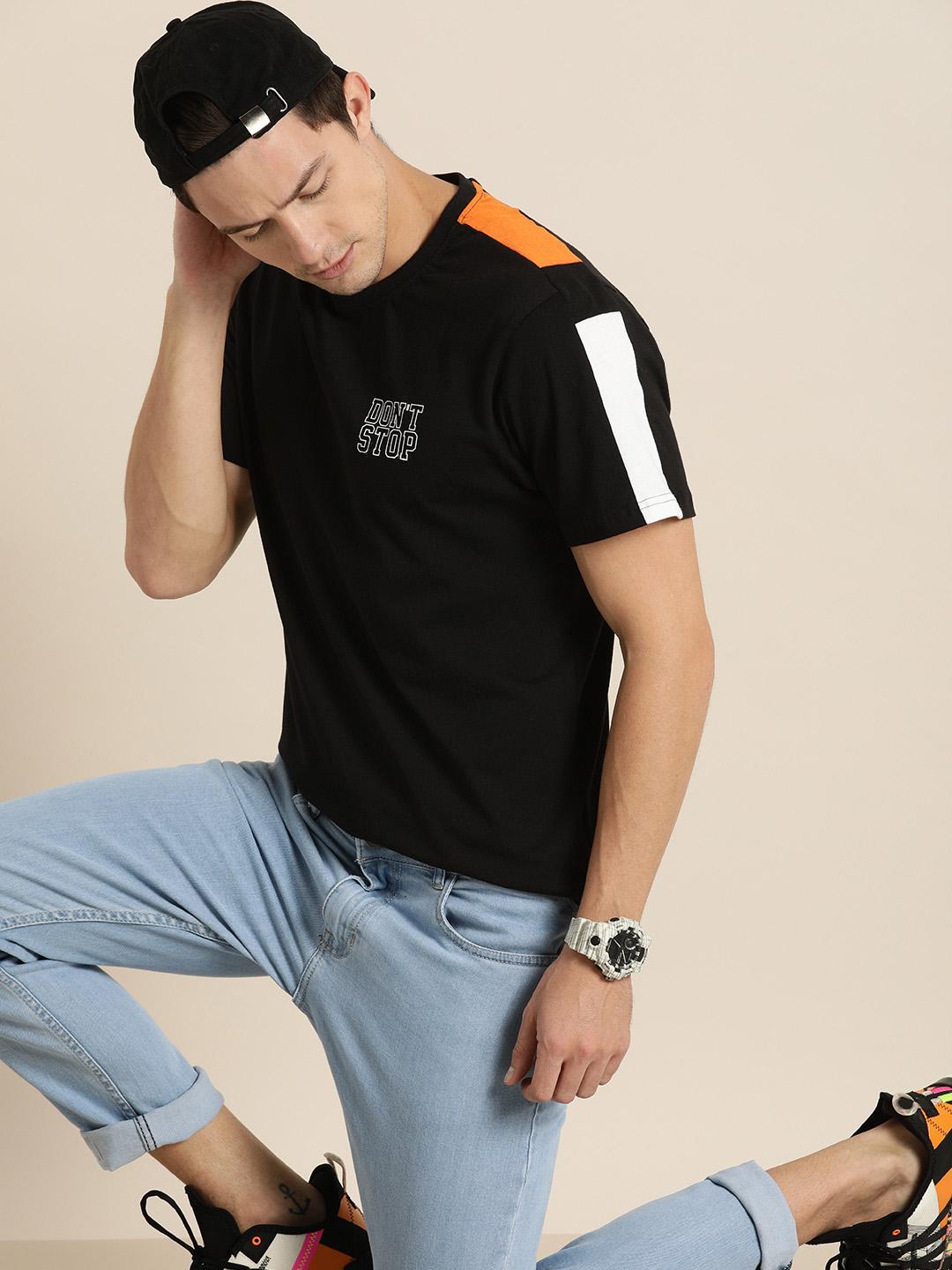 Buy Moda Rapido Men Black Typography Printed Pure Cotton T Shirt ...