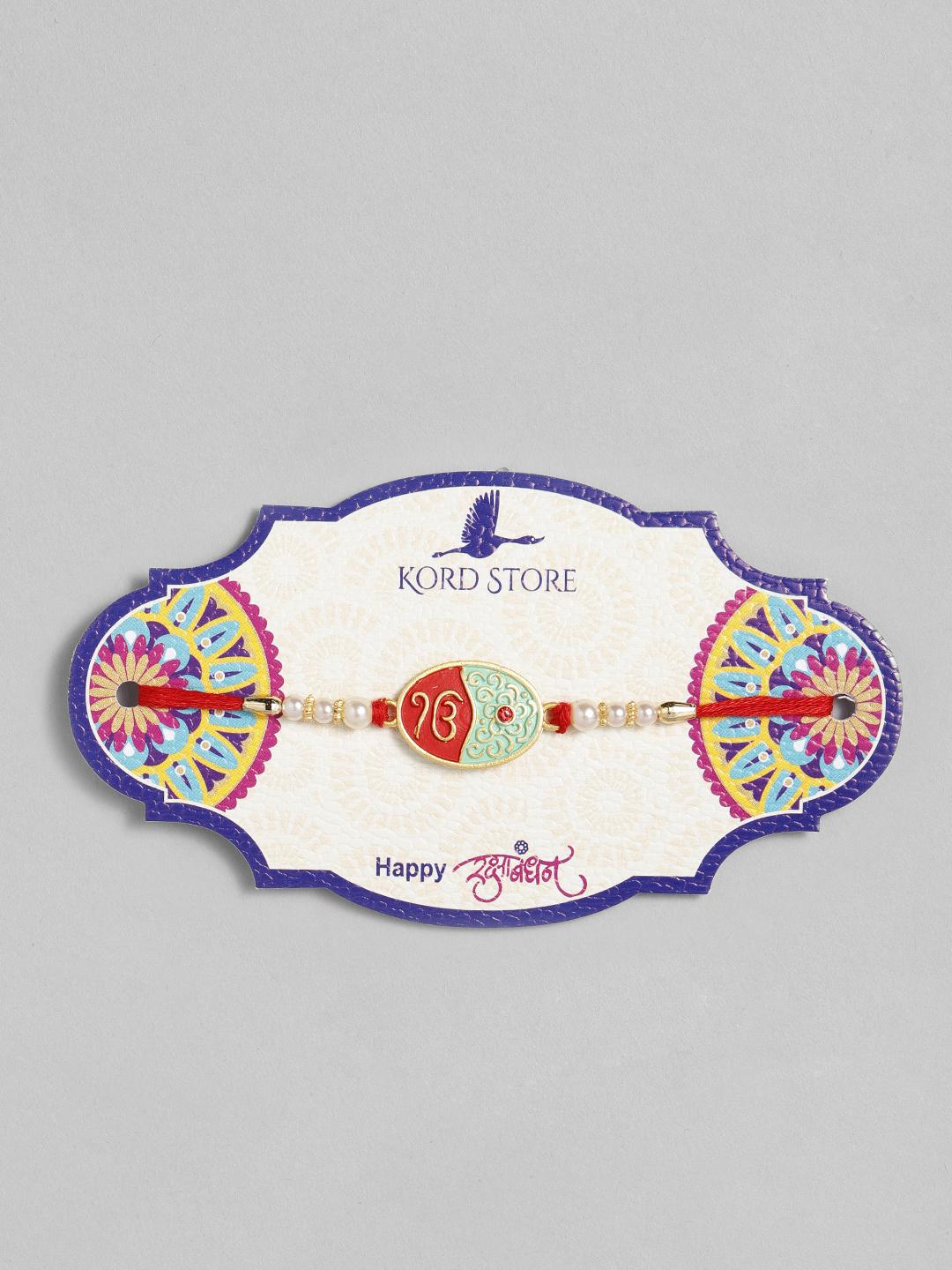 Buy Kord Store Red & Green Enamelled Sikh Holy Mark Ruby Stoned Thread ...