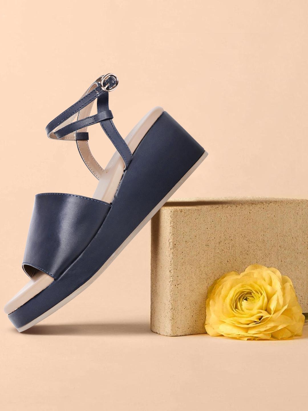 Buy Mast & Harbour Women Navy Blue Solid Wedges - Heels for Women ...