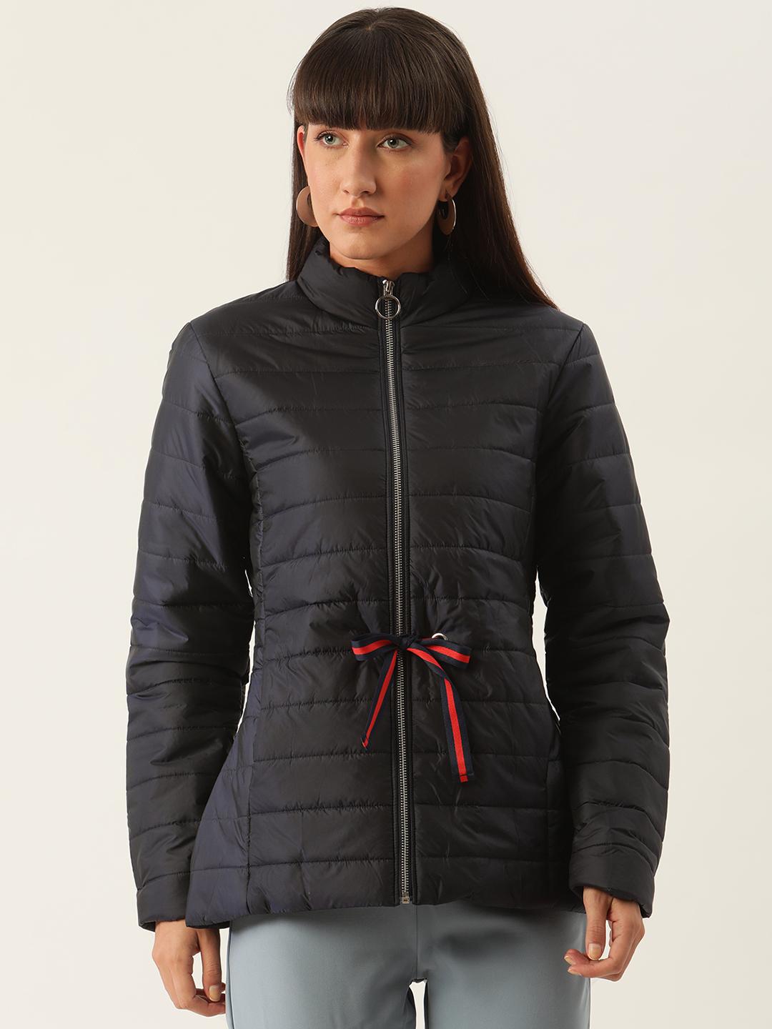 Buy ZOELLA Women Navy Blue Solid Padded Jacket - Jackets for Women ...