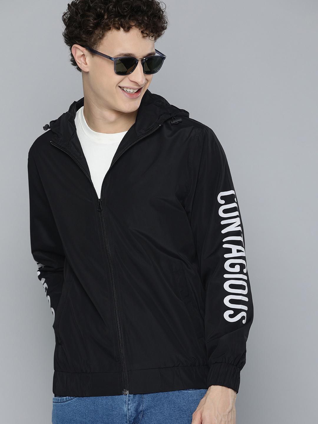 Buy HERE&NOW Men Black & White Typography Printed Tailored Jacket ...