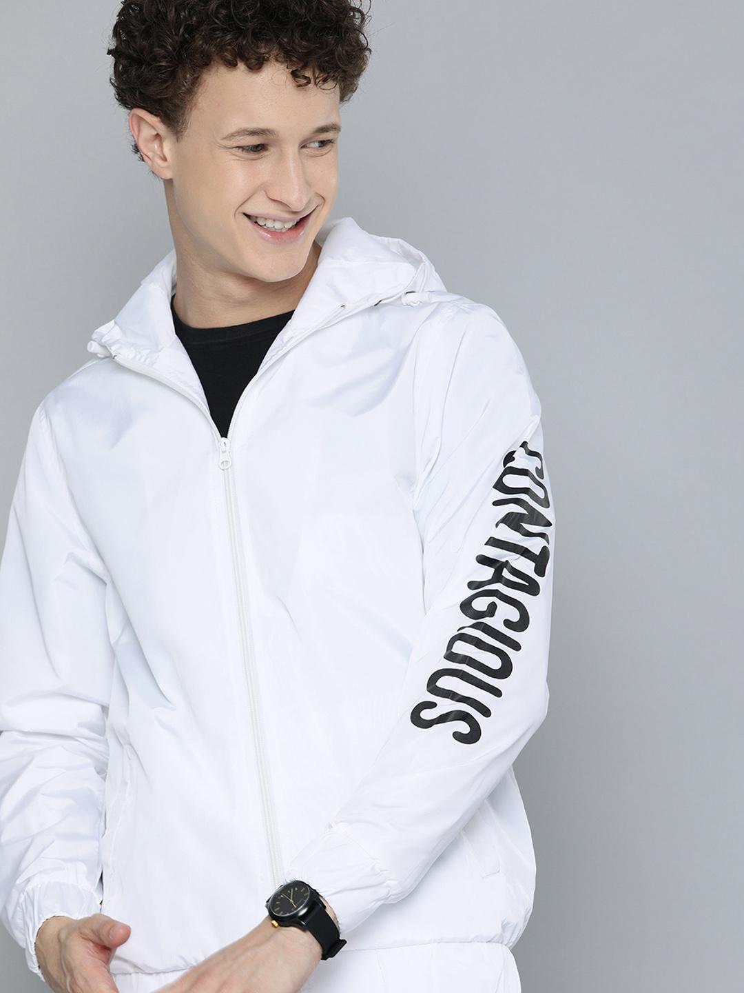 Buy HERE&NOW Men White & Black Typography Printed Tailored Jacket ...