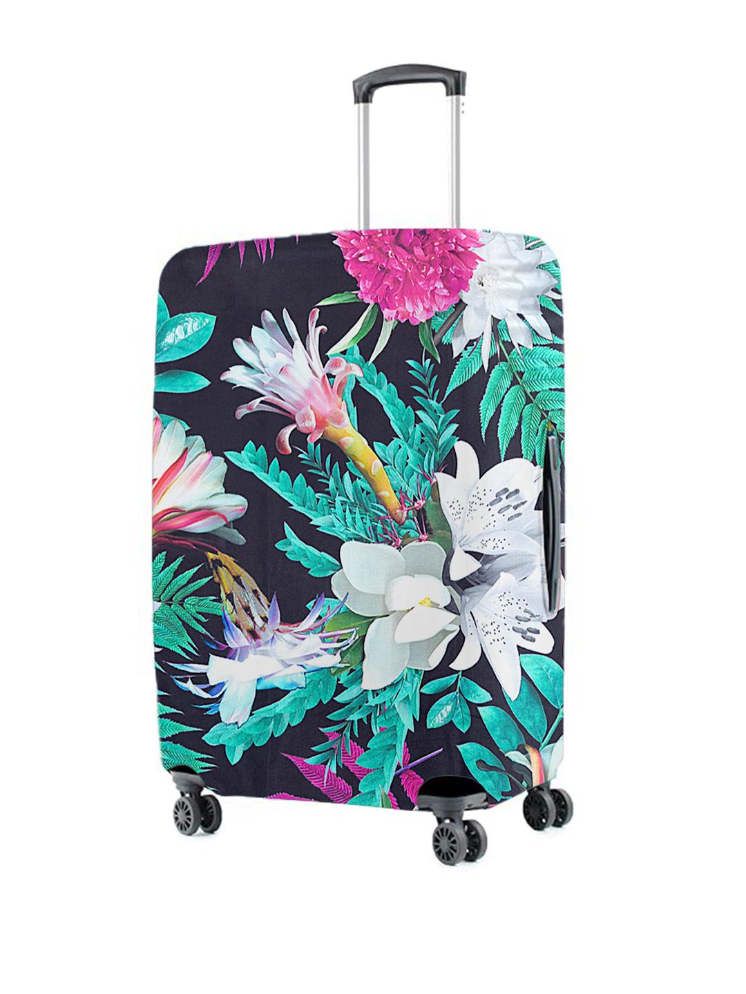 Buy Cortina Black & Blue Printed Protective Medium Trolley Bag Cover ...