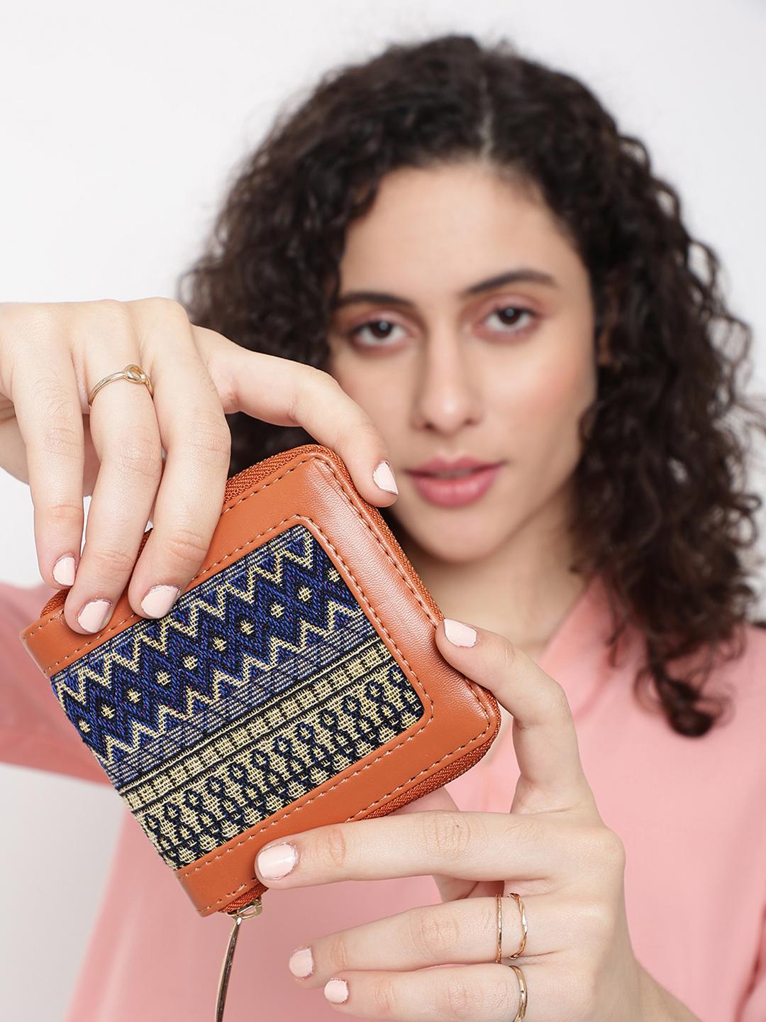 Buy KLEIO Women Geometric Self Design Zip Around Wallet - Wallets for ...