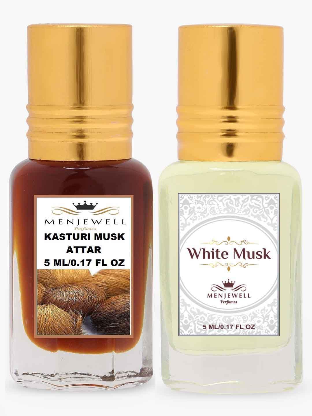 Buy Menjewell Unisex Pack Of 2 Kasturi Musk & White Musk Attar 5ml Each ...