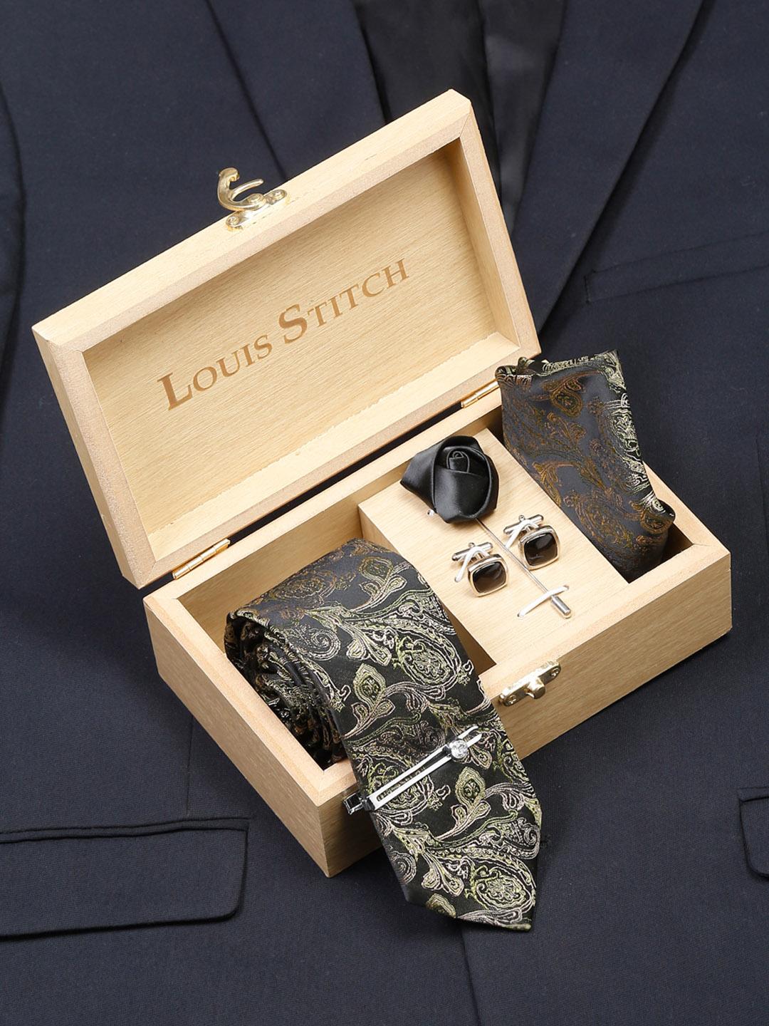 Buy LOUIS STITCH Men Italian Silk Necktie Accessory Gift Set - Ties And ...