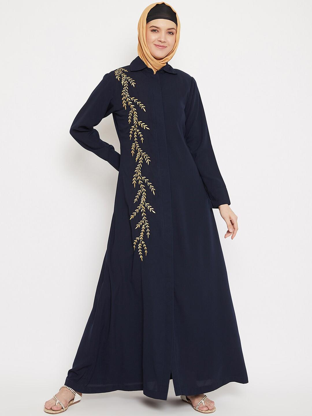 Buy MOMIN LIBAS Women Navy Blue Embroidered Burqas - Burqas for Women ...