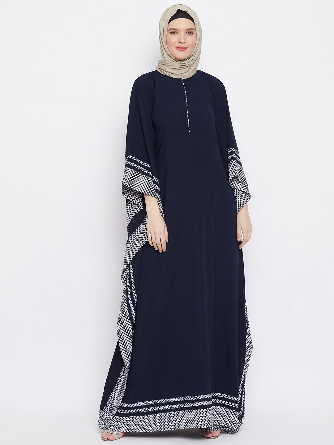 Buy MOMIN LIBAS Women Navy Blue Solid Abaya Burqa - Burqas for Women ...