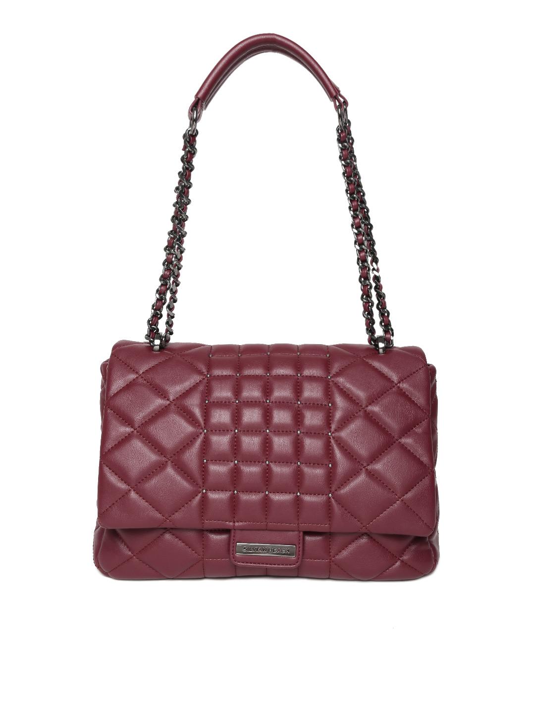 Buy Silvian Heach Burgundy Quilted Shoulder Bag - Handbags for Women ...