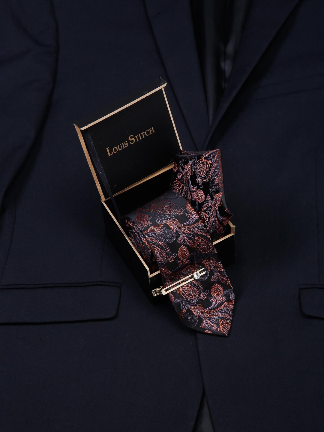 Buy LOUIS STITCH Men Floral Italian Silk Necktie Accessory Gift Set ...