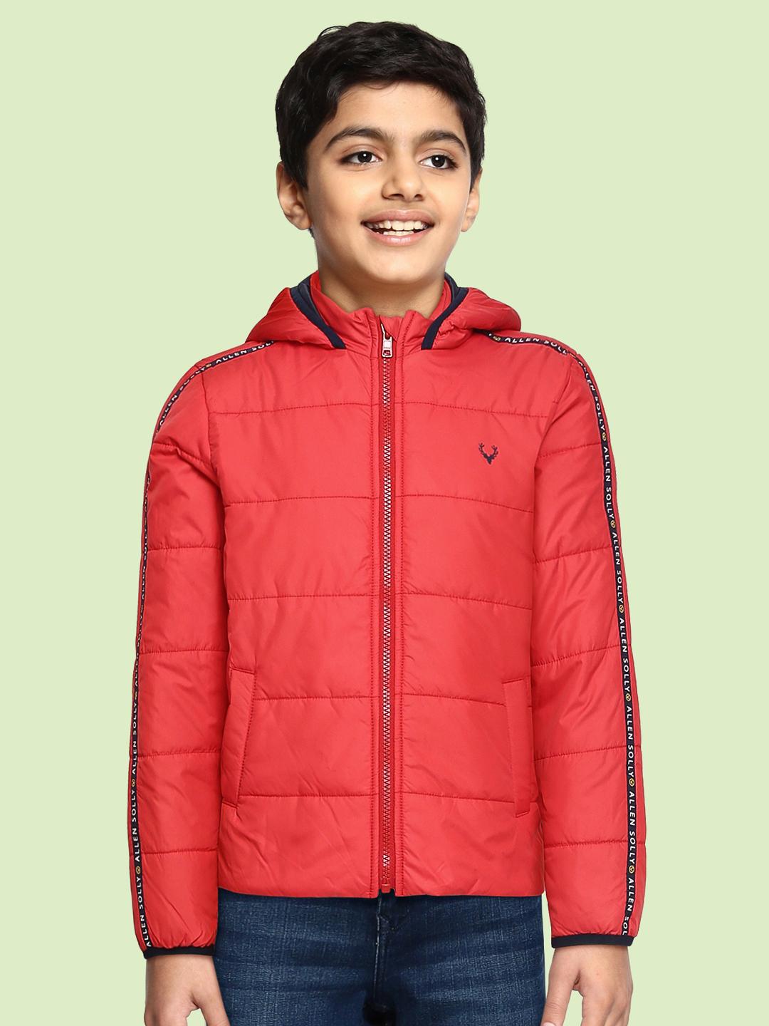 Buy Allen Solly Junior Boys Coral Red Hooded Padded Jacket - Jackets ...