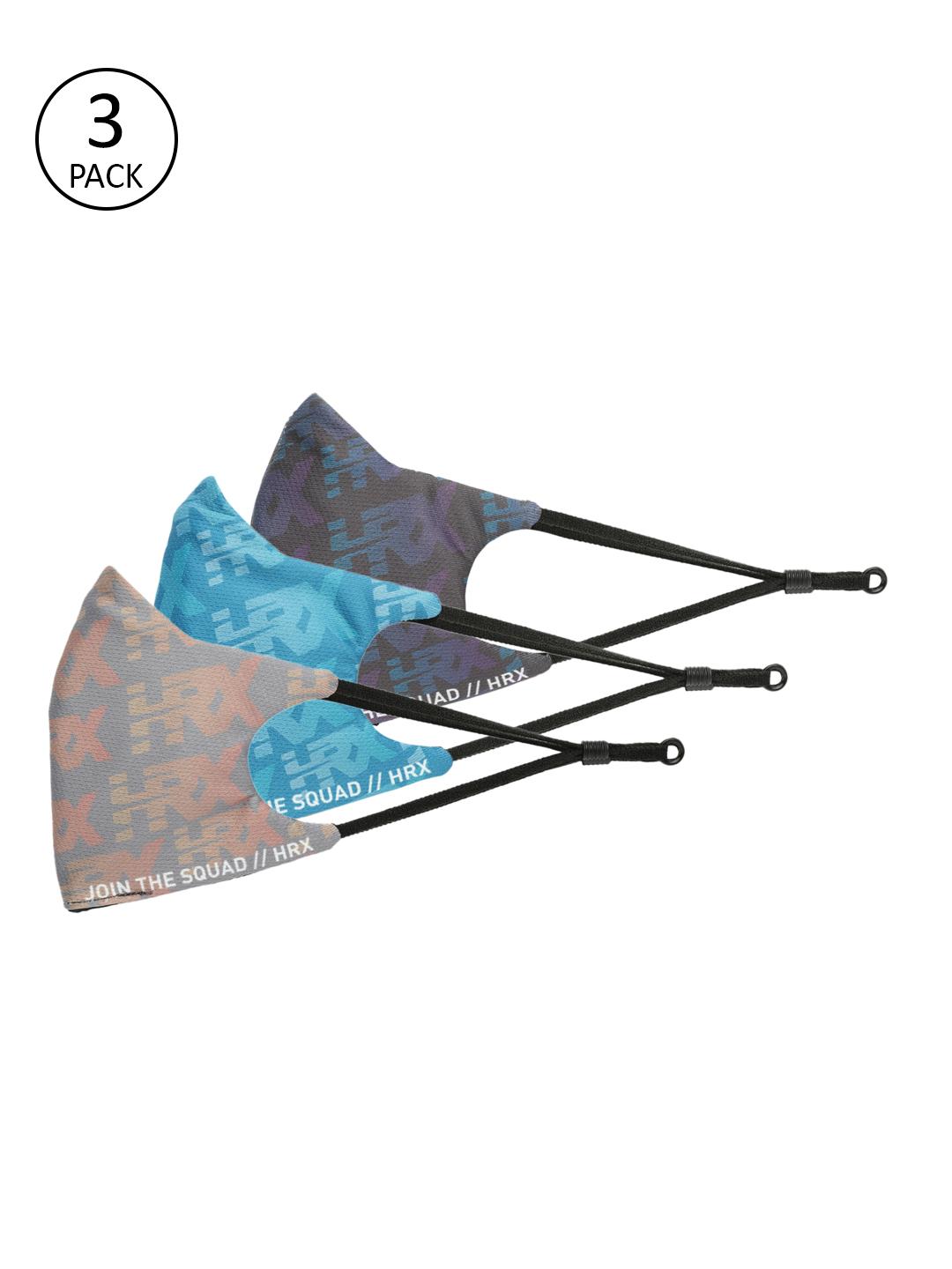 Buy HRX By Hrithik Roshan Pack Of 3 Reusable 4 Layered Logo Printed U17 ...