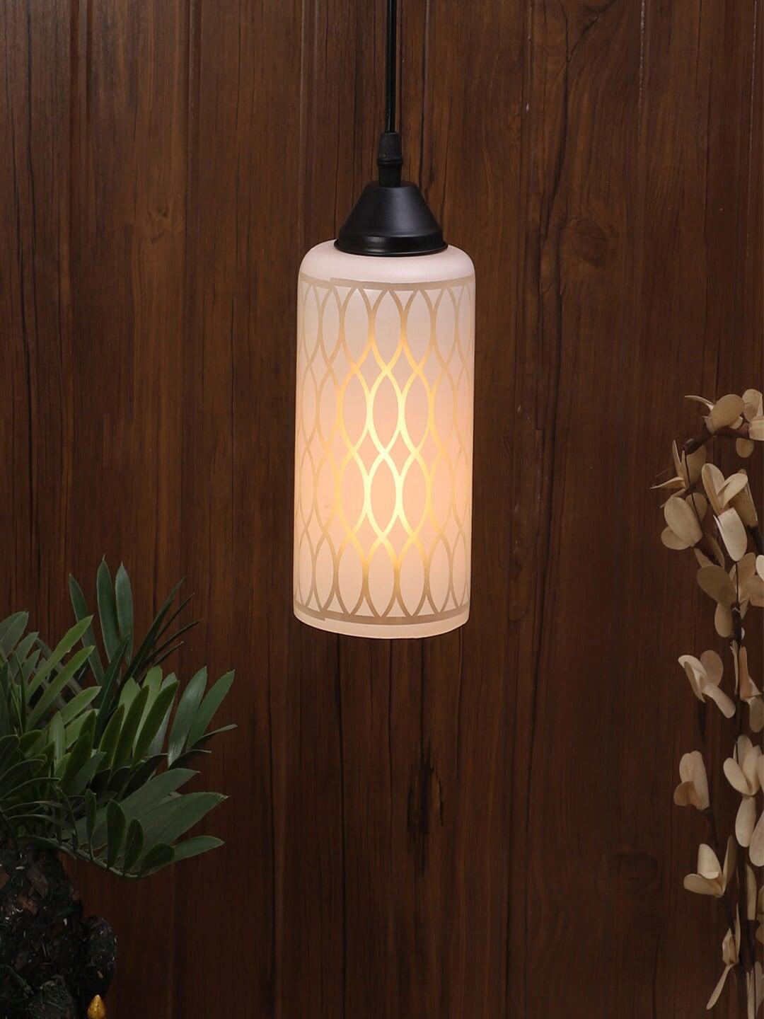 Buy MFD HOME FURNISHING White & Black Glass Contemporary Hanging Lamp ...