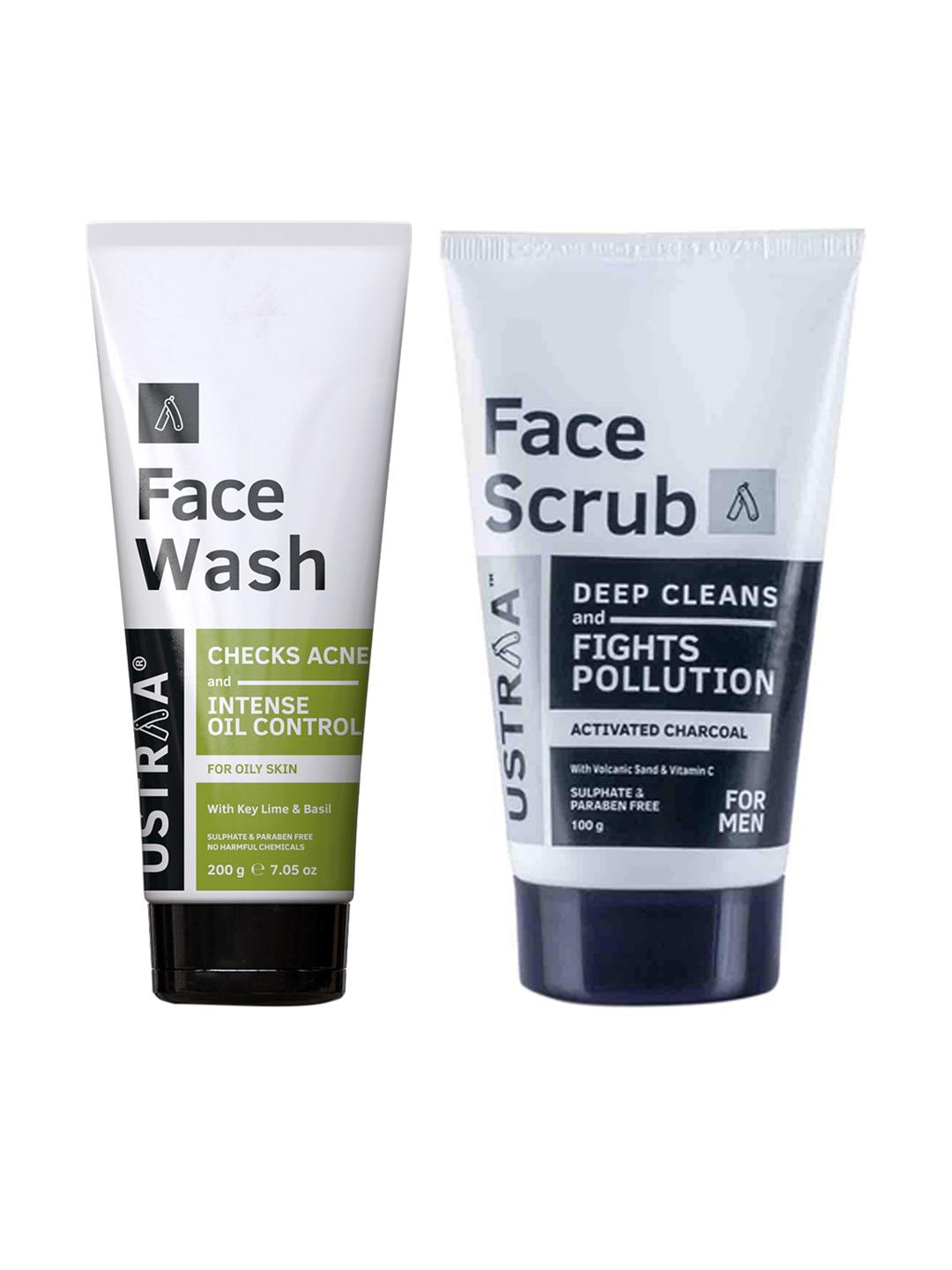 Buy Ustraa Men Acne & Oil Control Face Wash & Face Scrub 200 G Each ...
