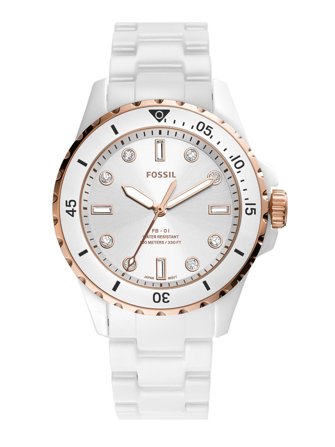 Buy Fossil FB 01 Women White Dial Ceramic Bracelet Style Straps ...