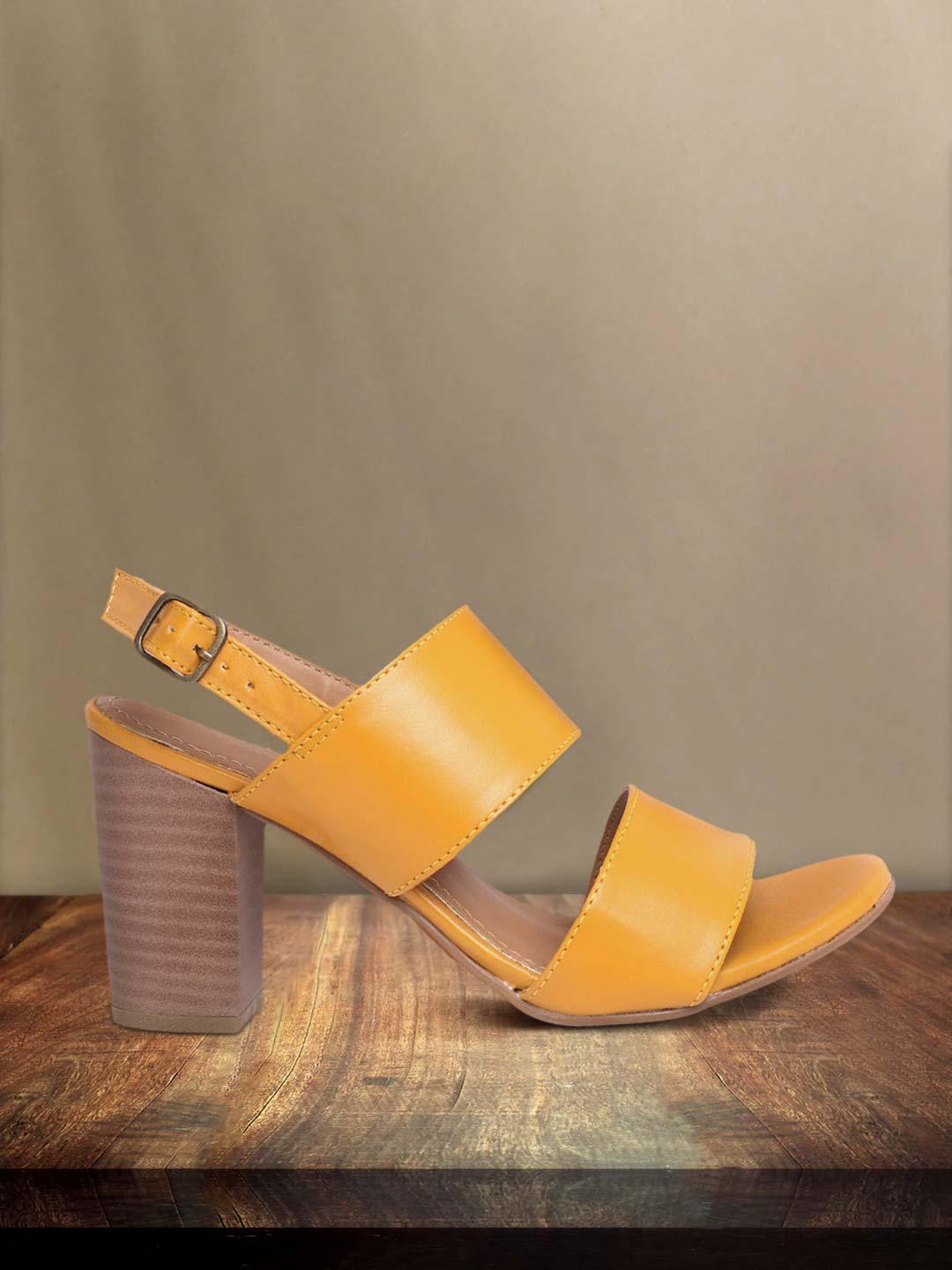 Buy Roadster Mustard Yellow Solid Block Heels - Heels for Women ...