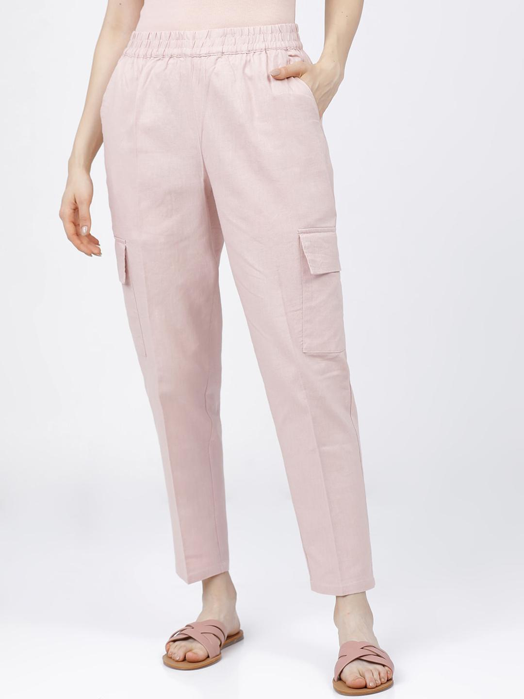Buy Tokyo Talkies Women Pink Cargos Trousers - Trousers for Women ...