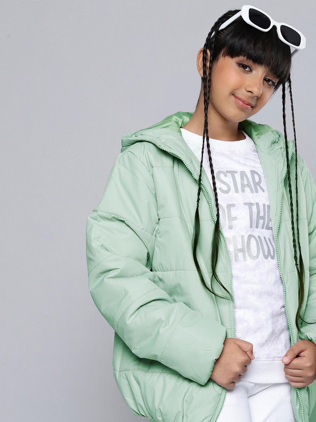 Buy HERE&NOW Girls Green Padded Jacket - Jackets for Girls 14969374 ...