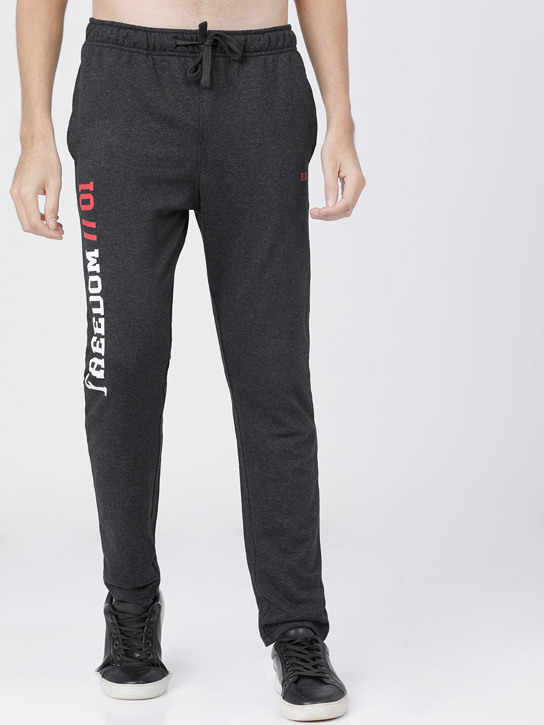 Buy HIGHLANDER Men Charcoal Grey & White Typography Printed Slim Fit ...