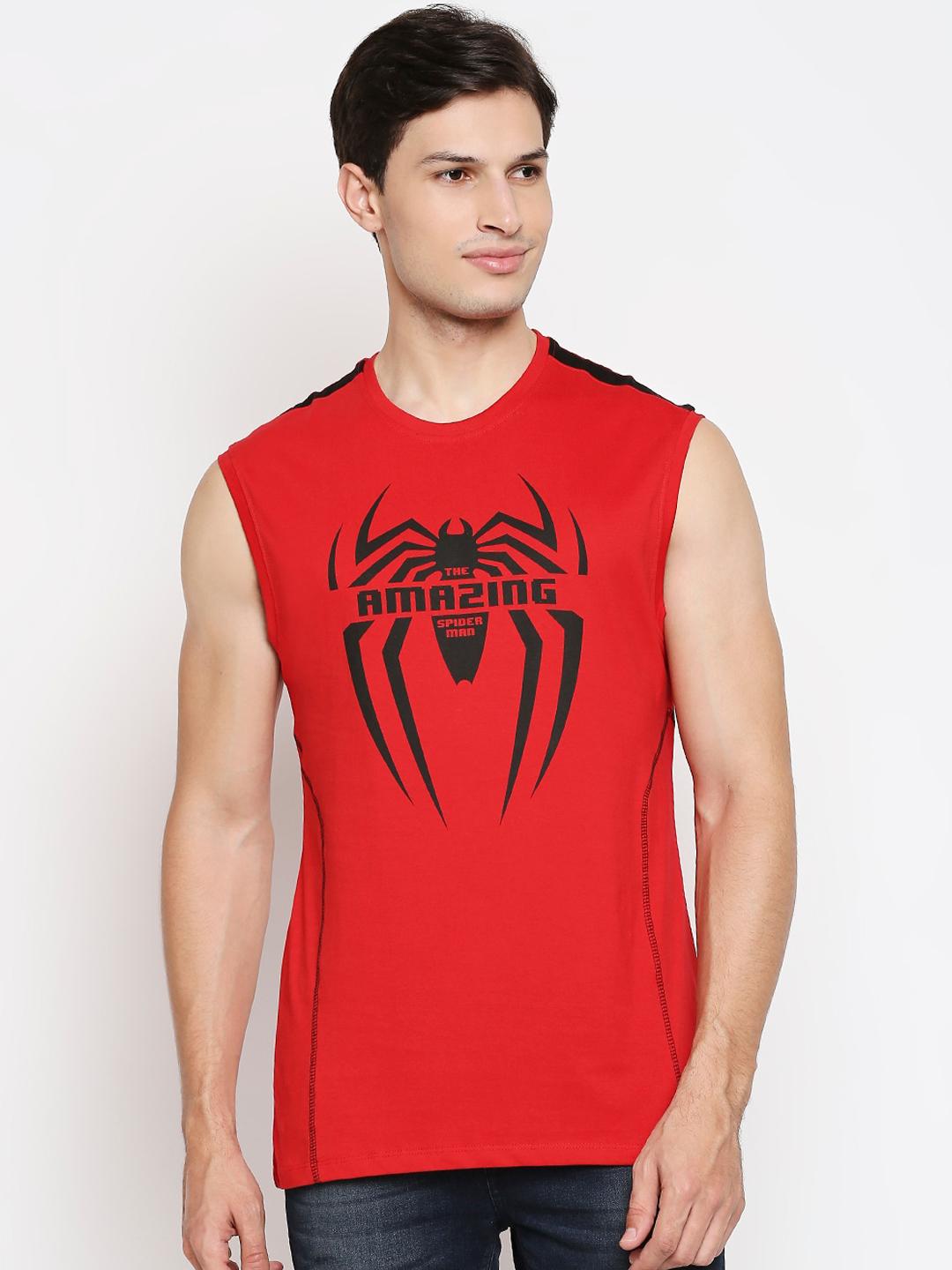 Buy The Souled Store Men Red & Black Amazing Spider Printed Pure Cotton ...