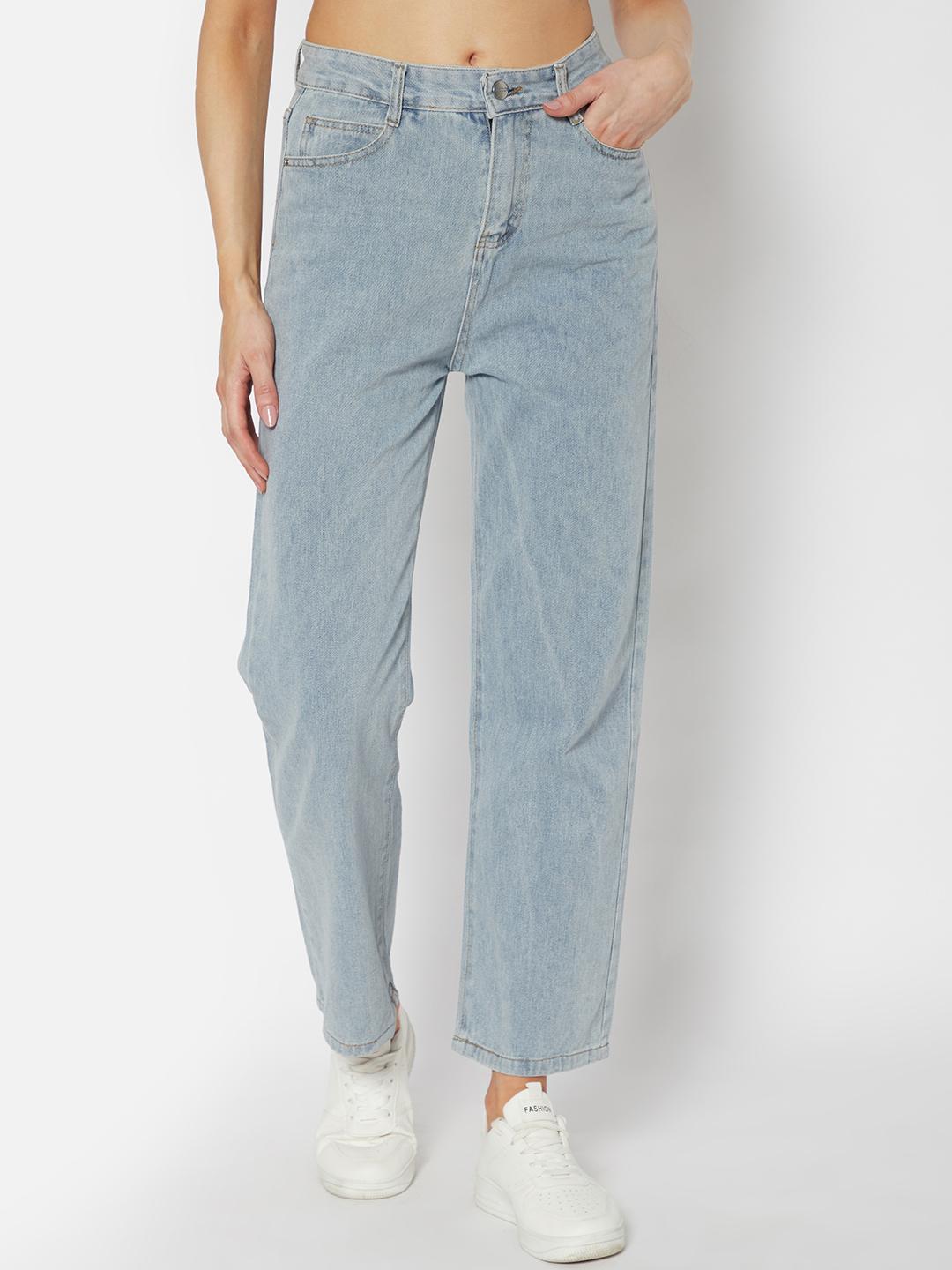 Buy URBANIC Women Blue Cotton Wide Leg Jeans - Jeans for Women 15085992 ...