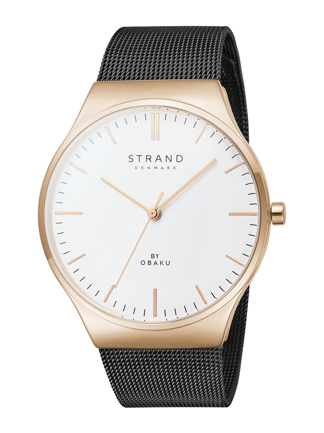 Buy STRAND BY OBAKU Men White Brass Dial & Black Straps Analogue Watch ...