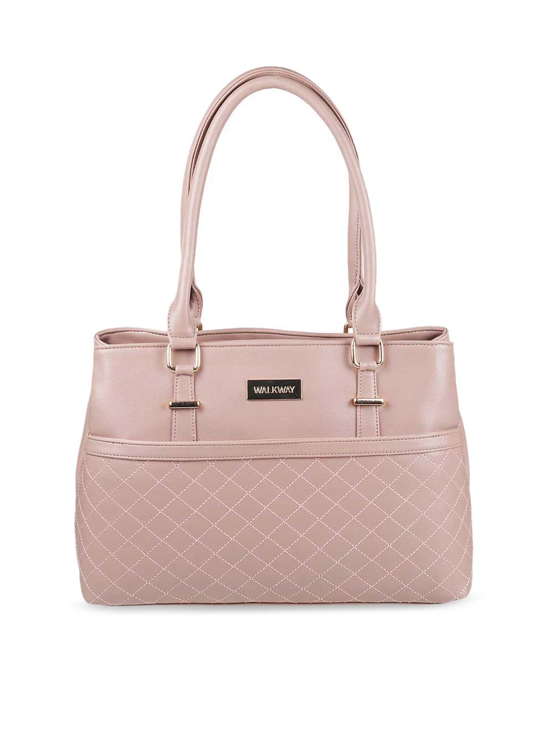 Buy WALKWAY By Metro Peach Coloured Structured Shoulder Bag With ...