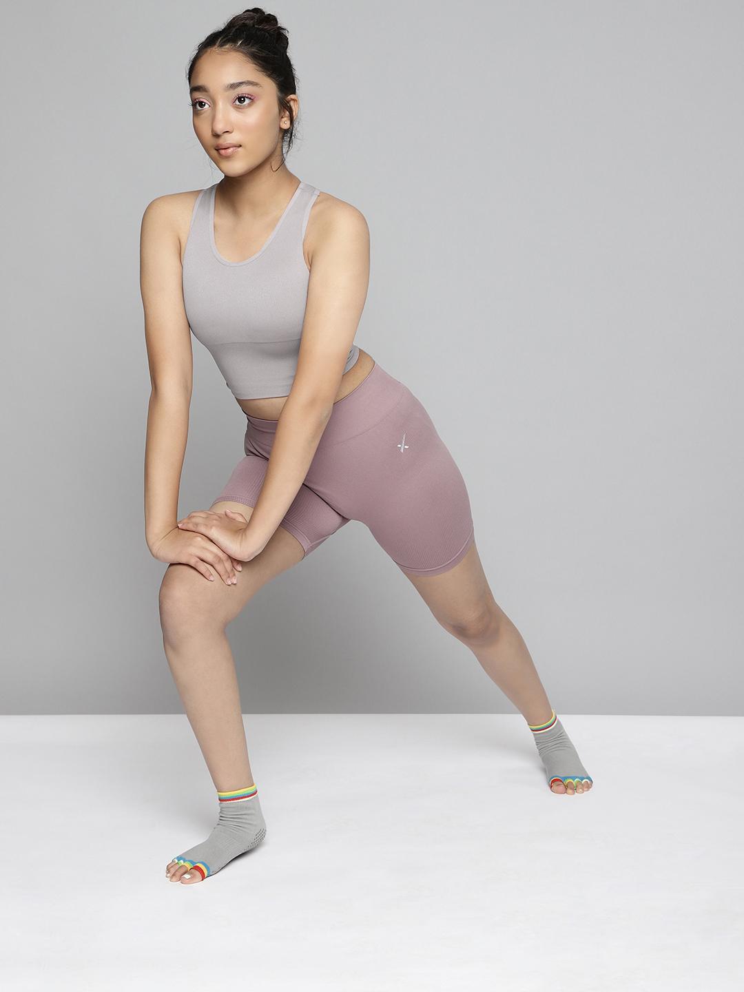 Buy HRX By Hrithik Roshan U 17 Yoga Girls Elder Berry Seamless Solid ...