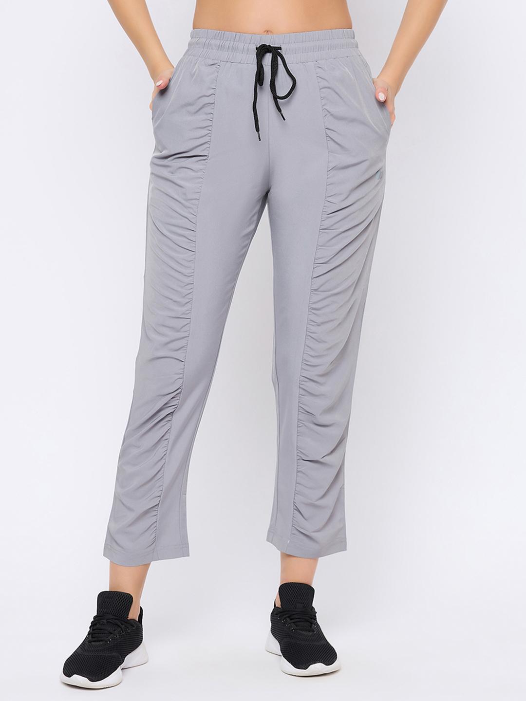 Buy Clovia Women Grey Solid Straight Fit Cropped Track Pants - Track ...
