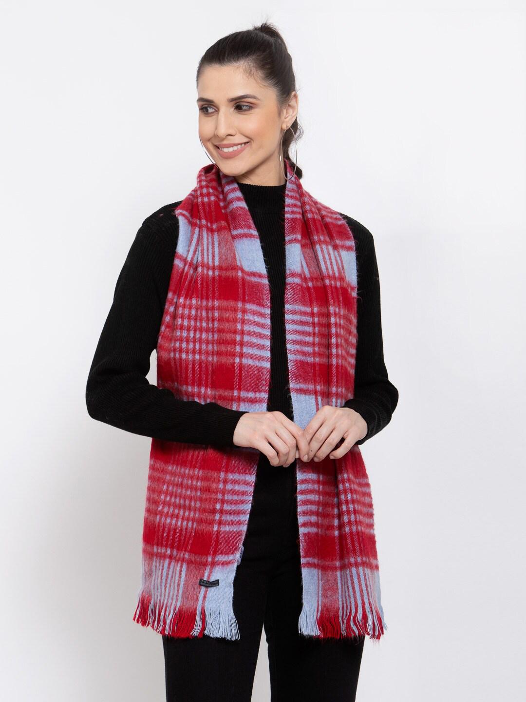 Buy 513 Women Blue & Red Checked Woven Muffler - Mufflers for Women ...
