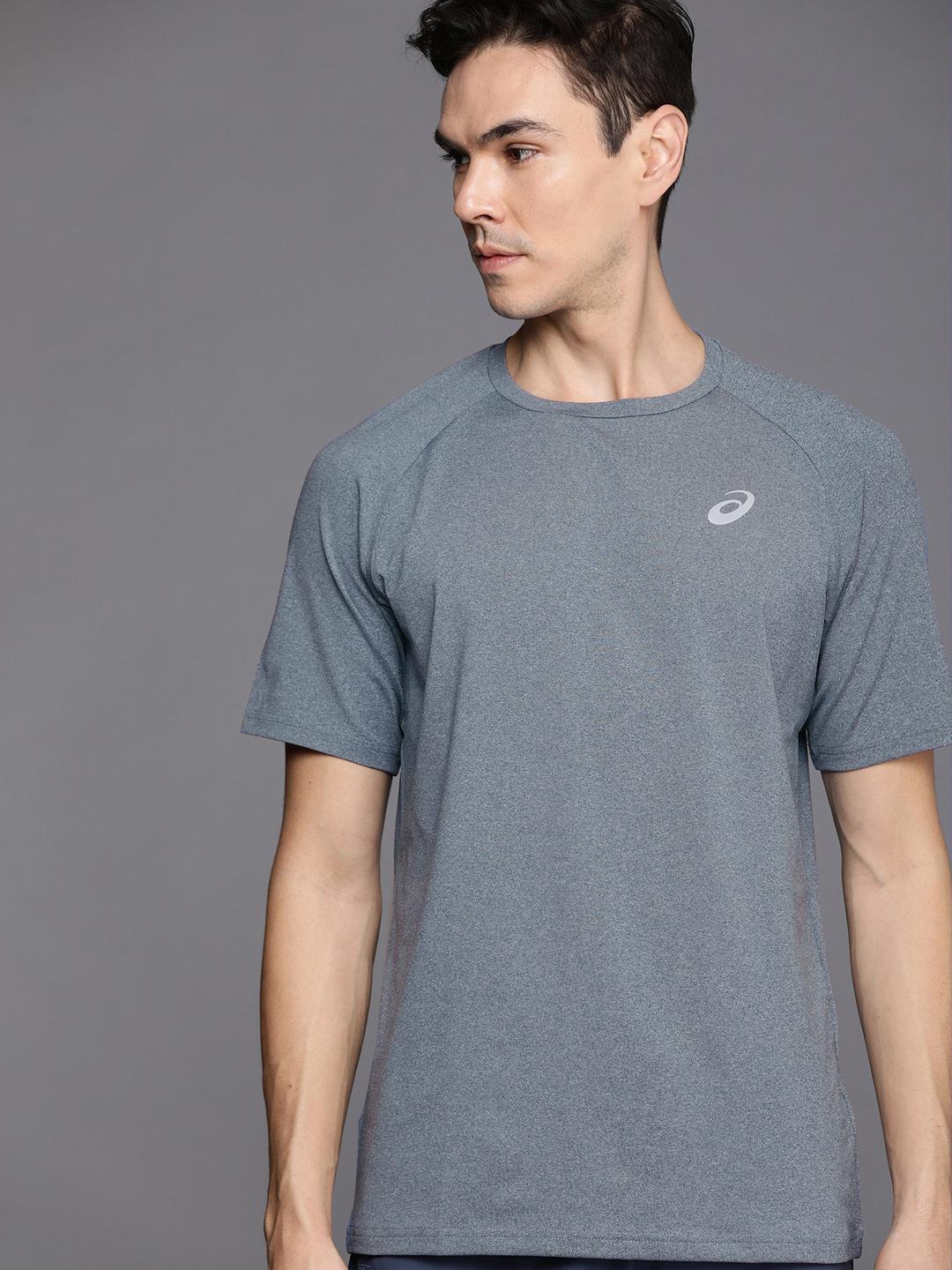 Buy ASICS Men Blue ROUND NECK HEATHER Running T Shirt - Tshirts for Men ...
