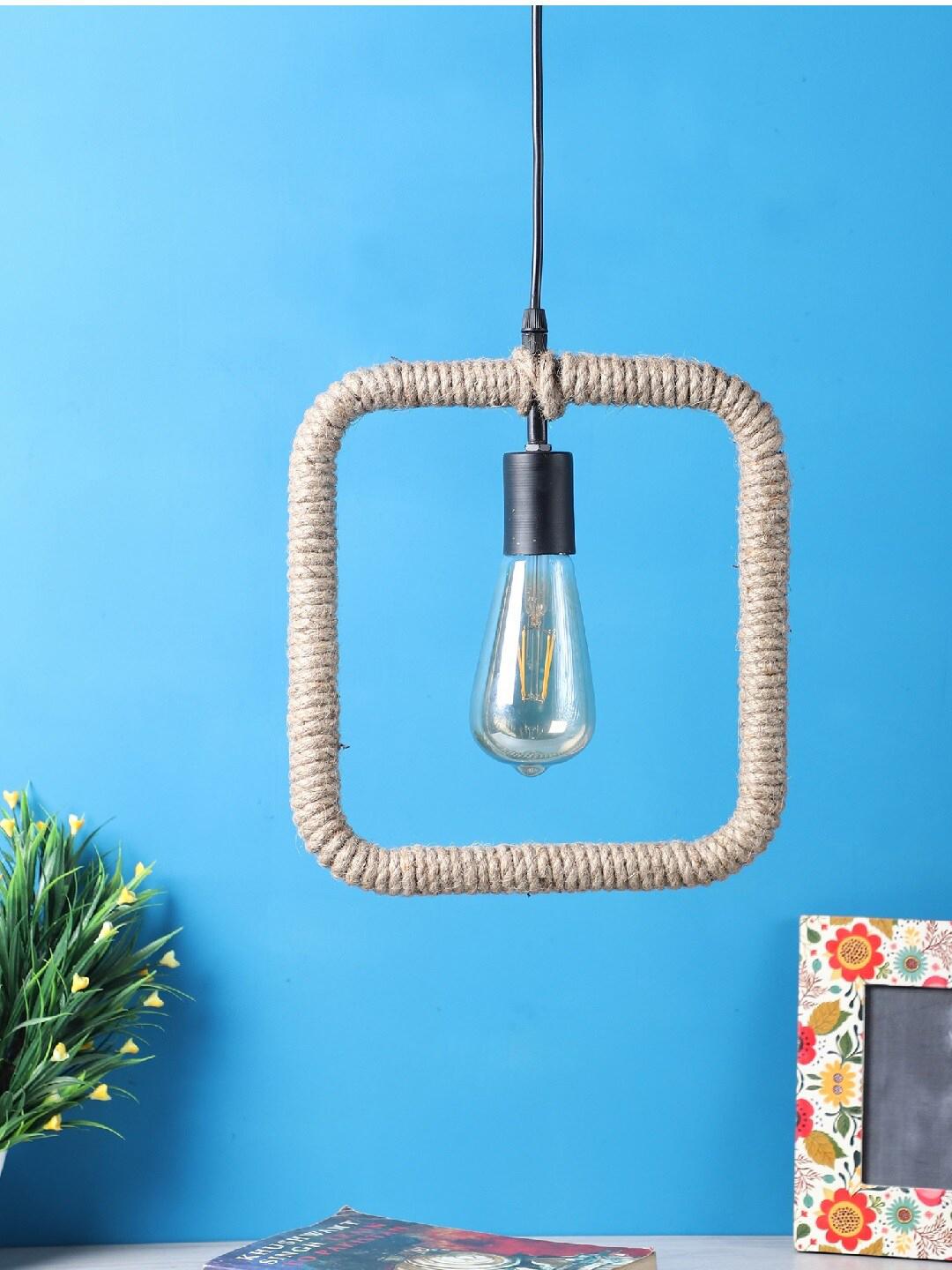 Buy EXIM DECOR Brown Contemporary Handcrafted Hanging Light With Square ...