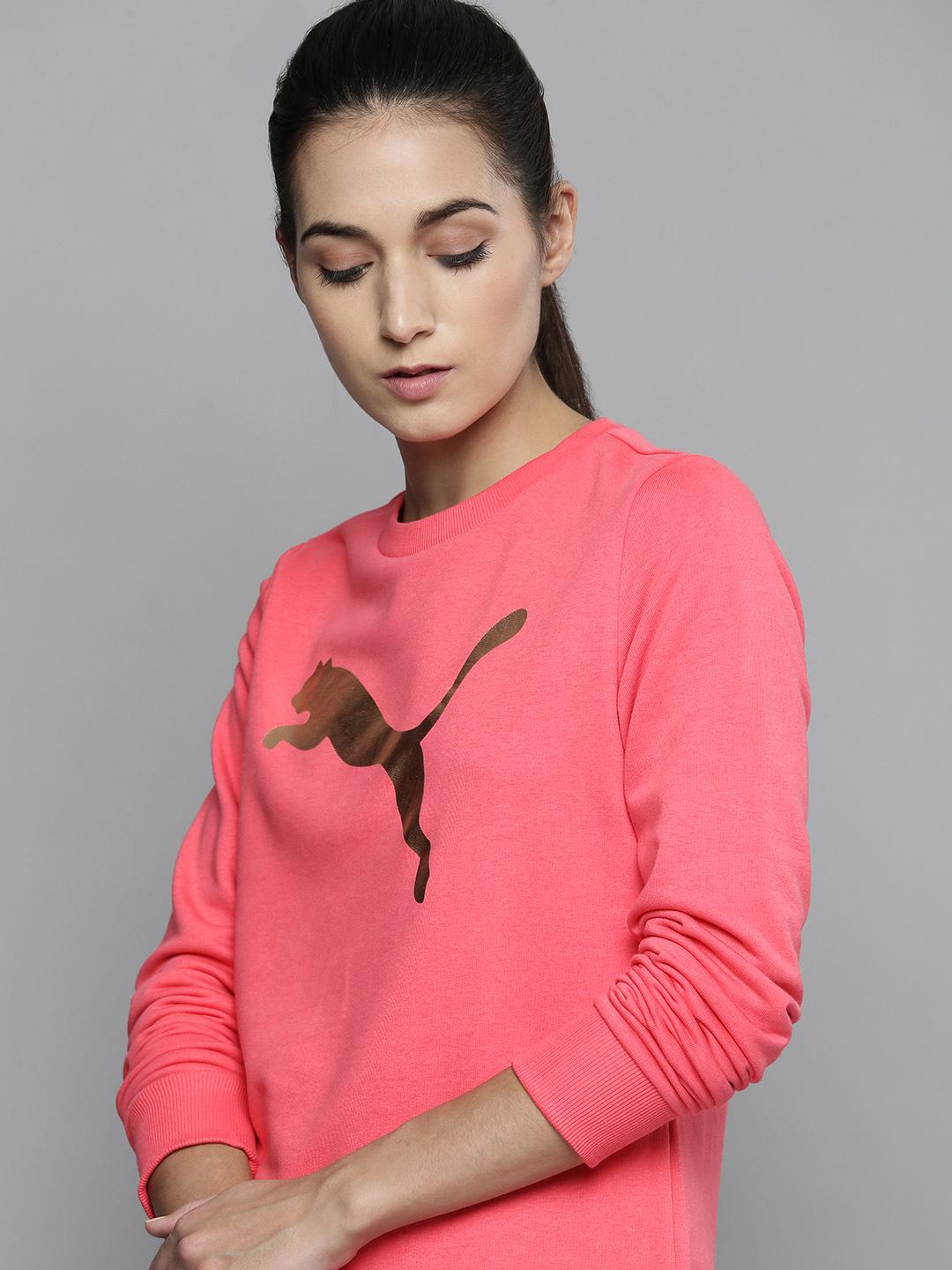 Buy Puma Women Pink Logo Printed Crew Sweatshirt - Sweatshirts for ...