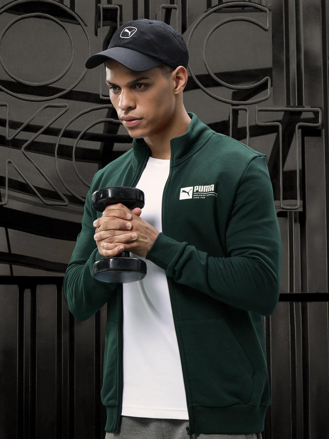 Buy Puma Men Graphic VI Knitted Slim Fit Sporty Track Jacket - Jackets ...