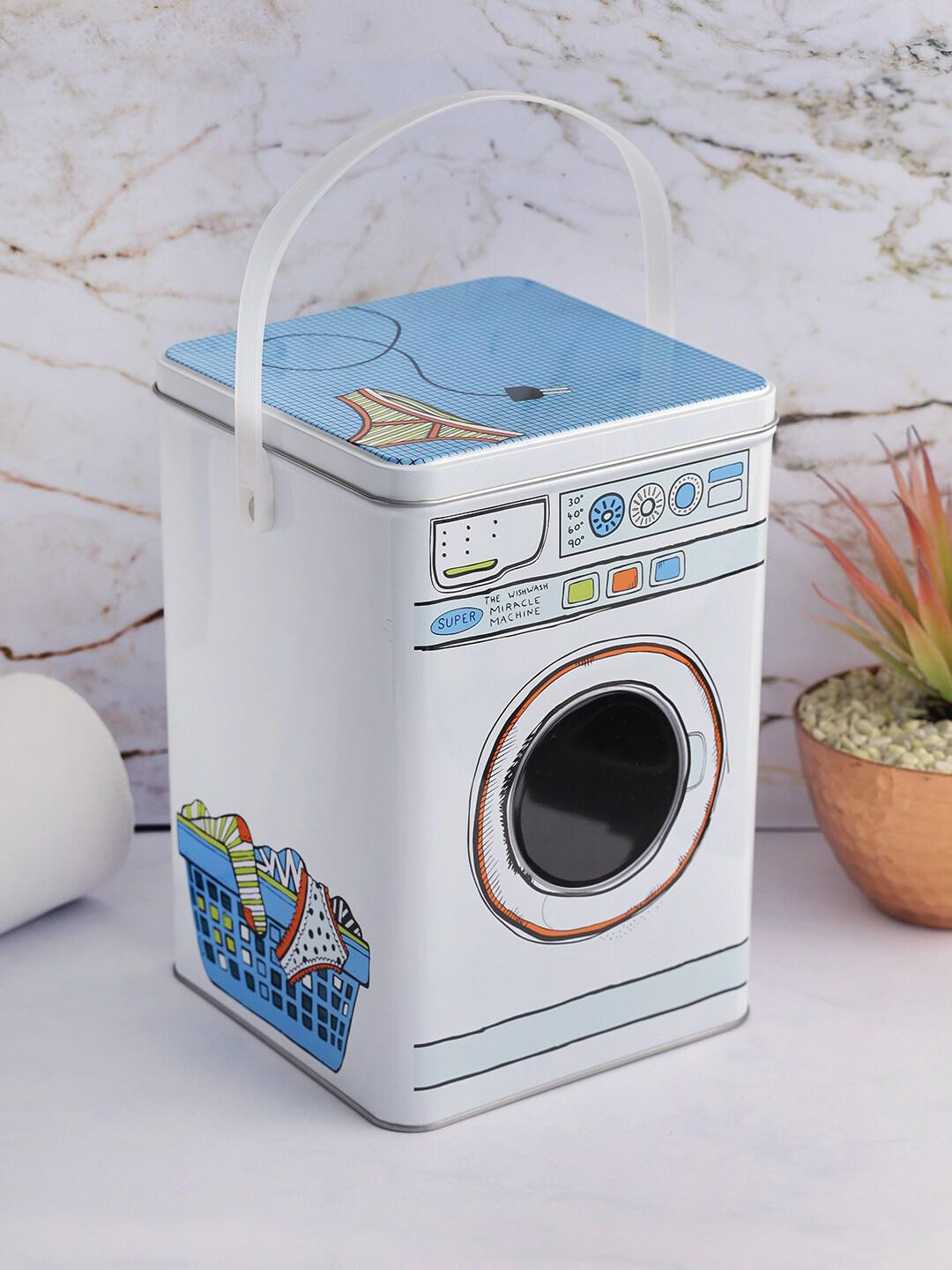 Buy A Vintage Affair Home Decor White Graphic Metal Snap Box Container ...