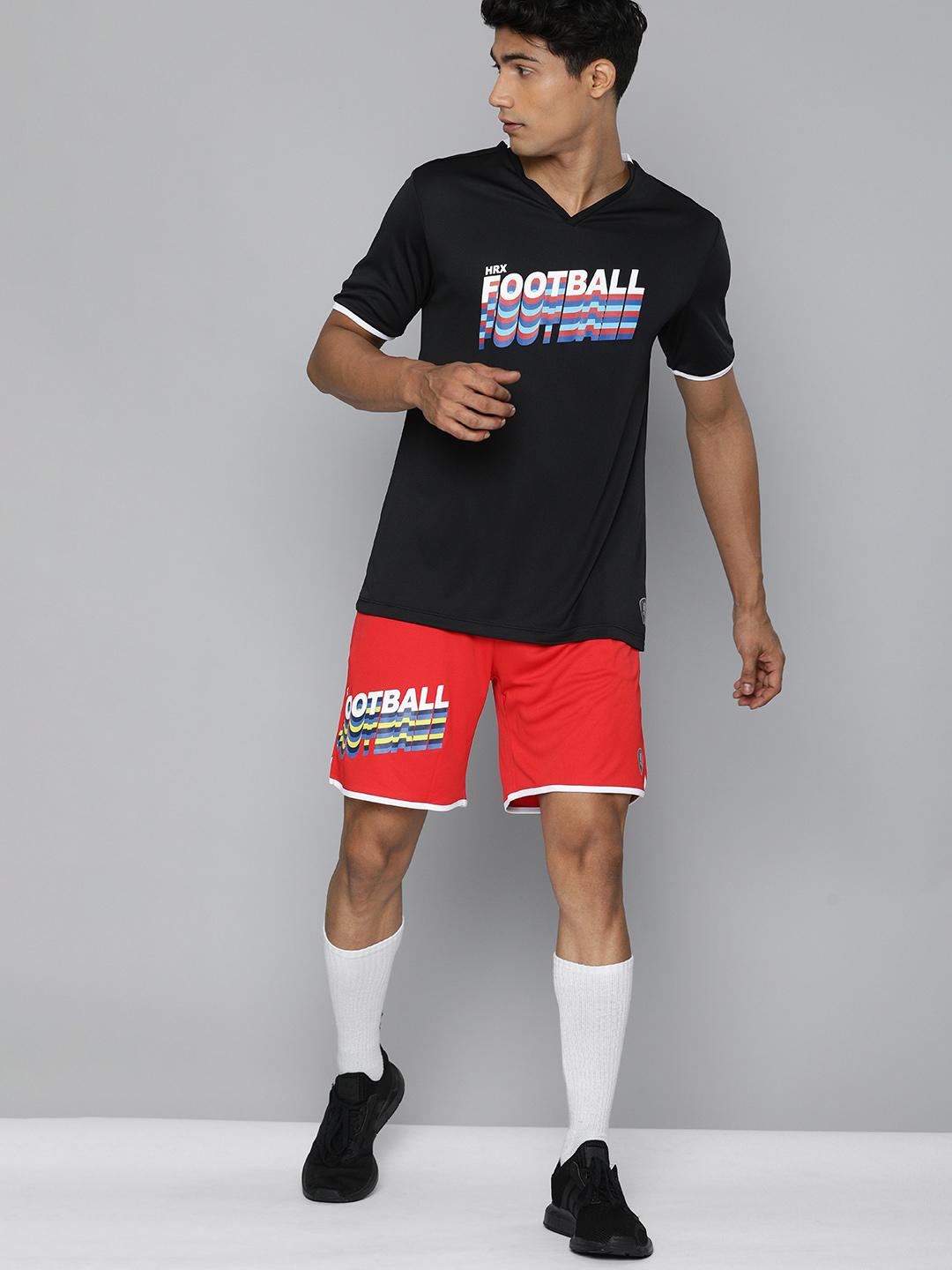 Buy HRX By Hrithik Roshan Football Men Jet Black Rapid Dry Typography ...