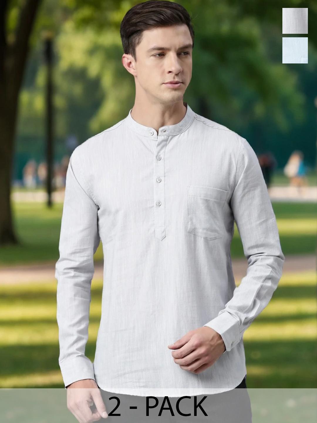 Buy Kryptic Men Pack Of 2 Pure Cotton Kurtas - Kurtas for Men 15324358 ...